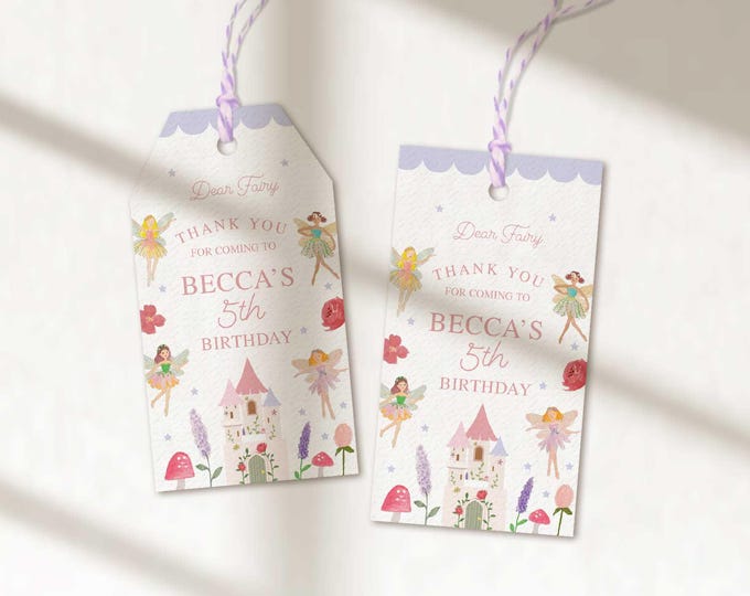 Flower Fairy Favor Tags | Editable Fairy Tags Printable | DIY Fairy ...