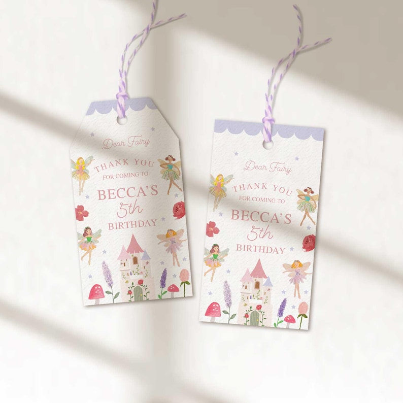 Flower Fairy Birthday Favor Tags Printable | DIY Printable (canva ...