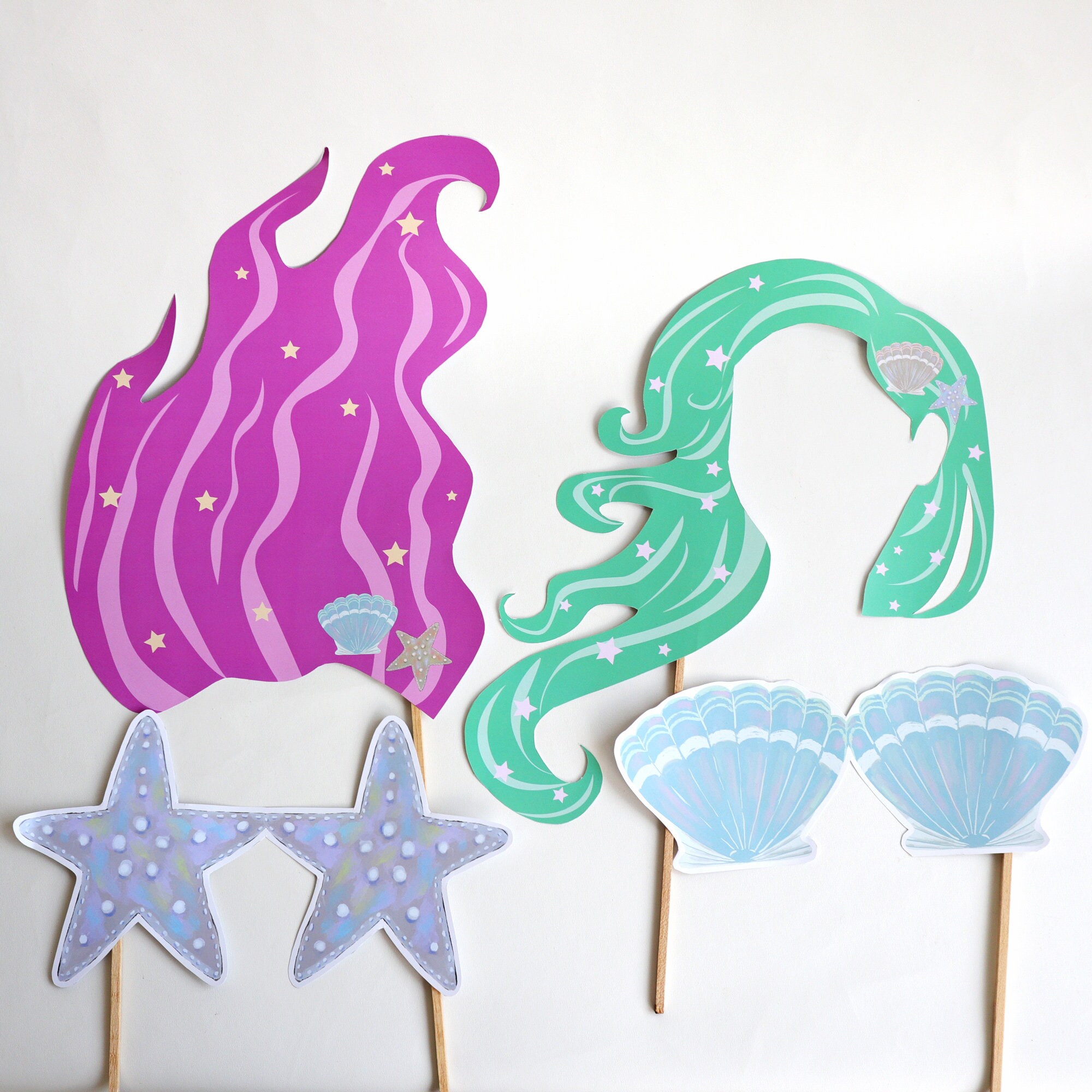Mermaid Photobooth Props Printable | Girl Mermaid Princess Birthday ...