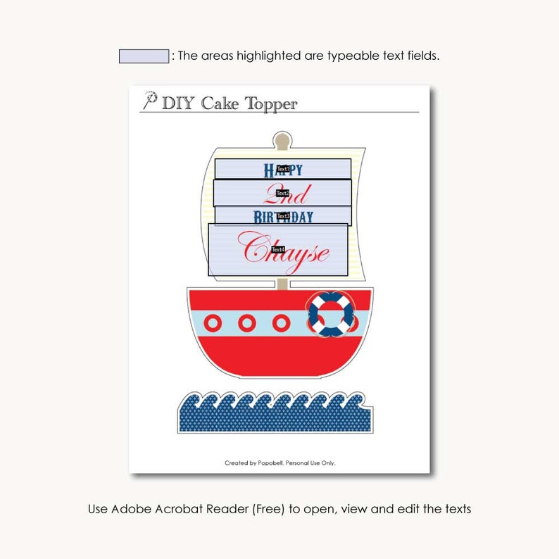 Nautical Cake Topper Printable DIY Nautical Birthday Party - Etsy