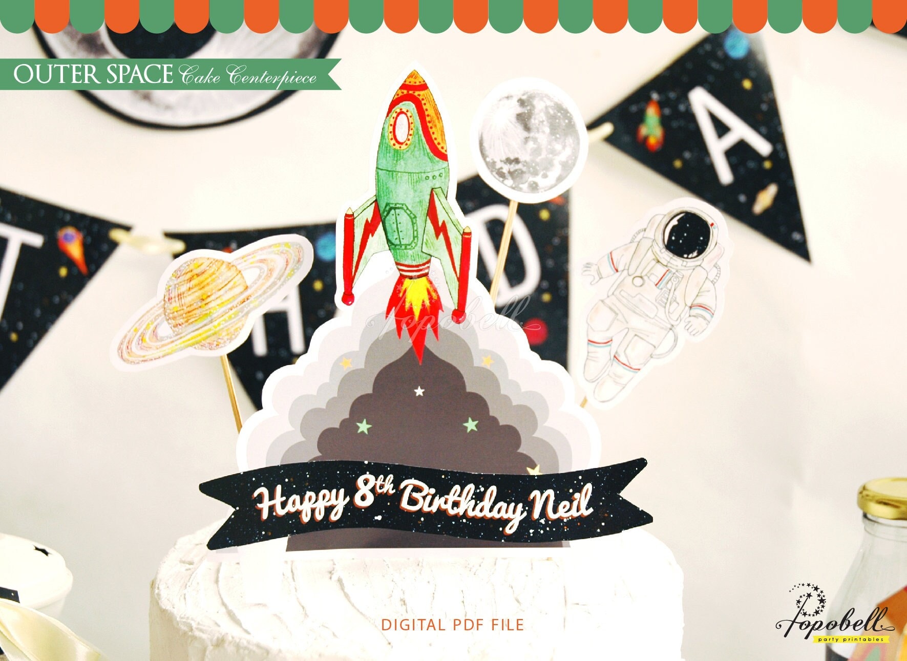 Outer Space Cake Topper Printable. Outer Space Birthday. Outer Space ...