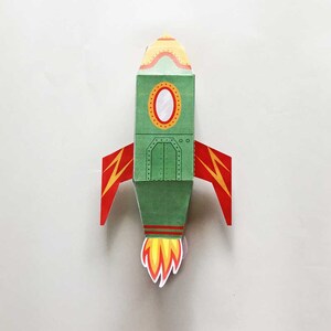 Space Rocket Favor Box Printable | DIY Retro Rocket Favor Box Template ...