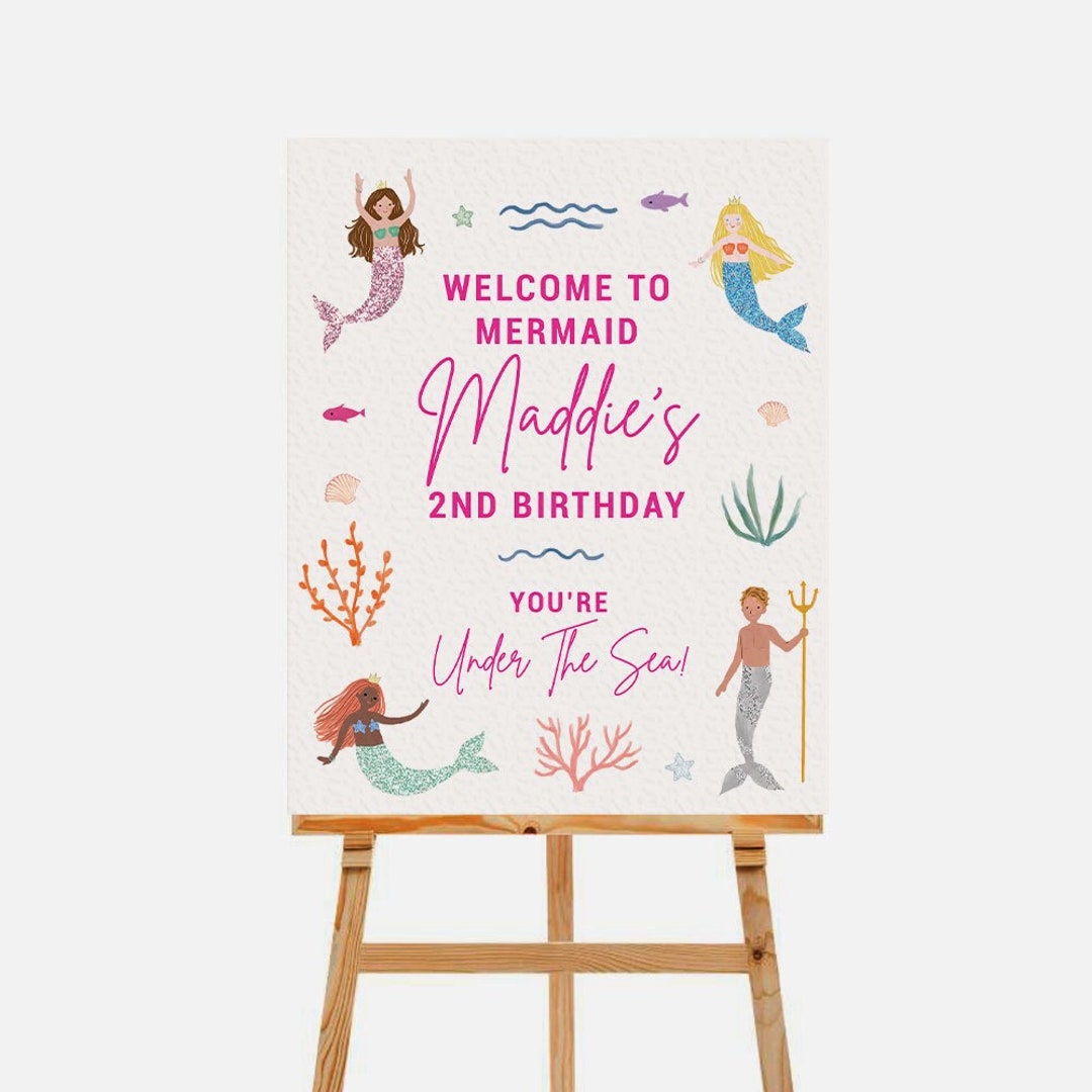 Editable Mermaid Welcome Sign Printable DIY Mermaid Birthday - Etsy