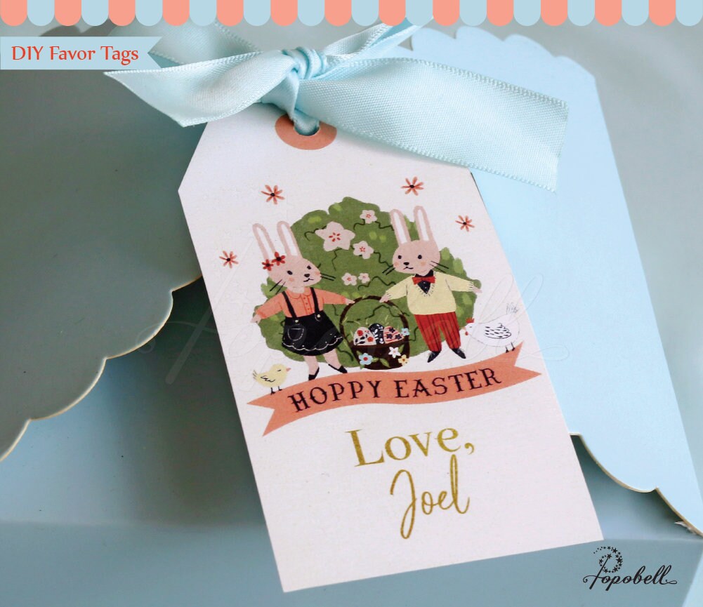 Hoppy Easter Favor Tags Printable Easter Bunny Gift Tags | Etsy