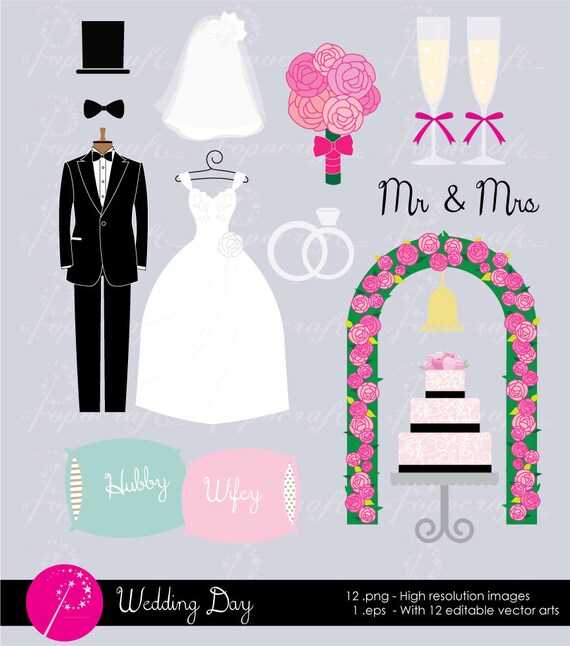 Wedding clipart. Romantic marriage clipart include wedding arch ...