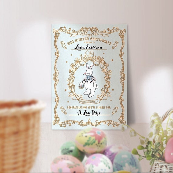 Egg Hunt Certificate Printable | 2023 Easter Game Award | Passover ...