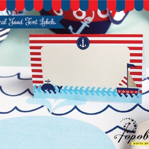 Nautical Food Tent Labels Printable | DIY Nautical Birthday Party Decor ...
