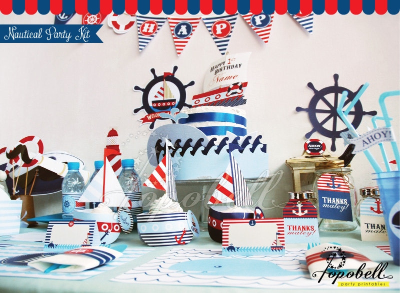 Nautical Party Kit Digital Printables. Complete Set Party Printables ...