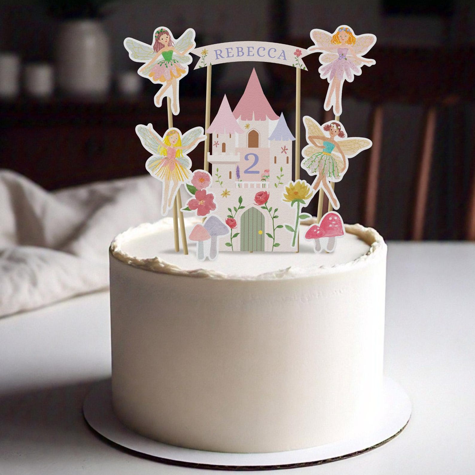 Flower Fairy Cake Topper Printable | DIY Watercolor Fairy Cake Topper ...
