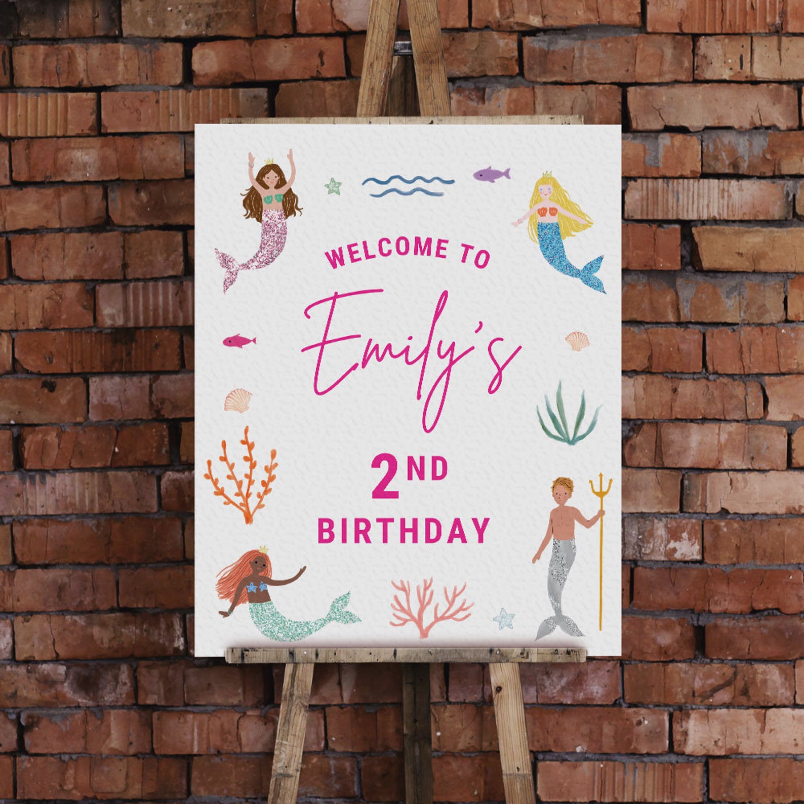 Editable Mermaid Welcome Sign Printable | DIY Mermaid Birthday Sign ...