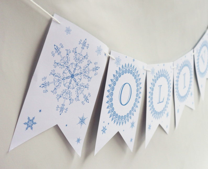 Winter Wonderland Pennant Banners Printable DIY Snow Queen - Etsy