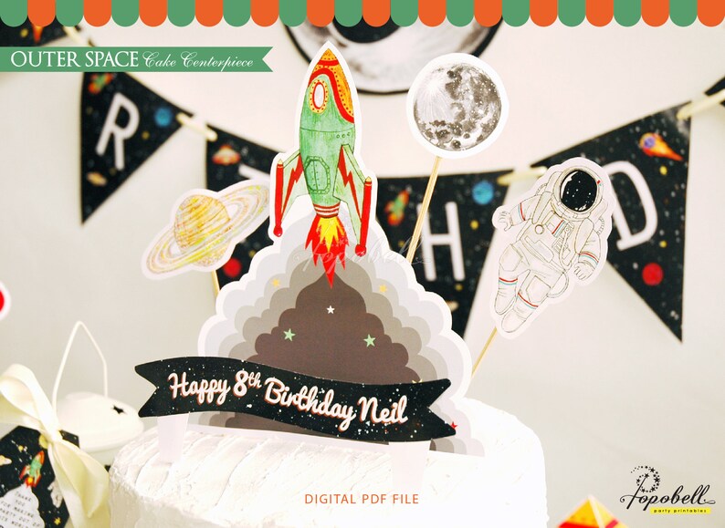 Outer Space Cake Topper Printable. Outer Space Birthday. Outer Space ...