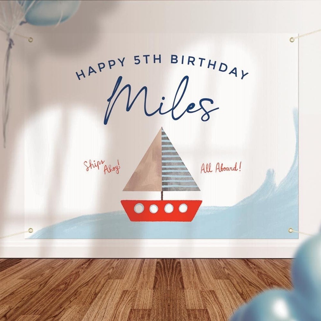 Minimalist Nautical Backdrop 80x60" Printable | Modern Nautical Party ...