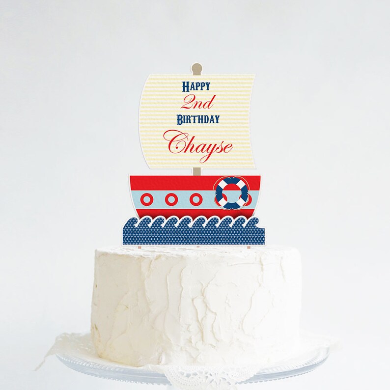 Nautical Cake Topper Printable DIY Nautical Birthday Party - Etsy