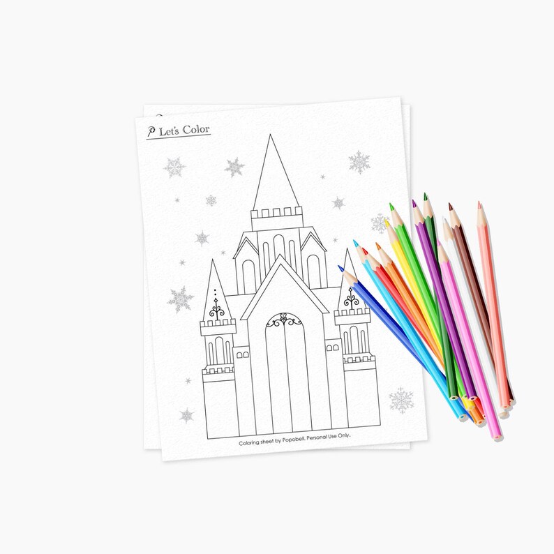 Winter Castle Coloring Sheet Printable Snow Queen Kids - Etsy