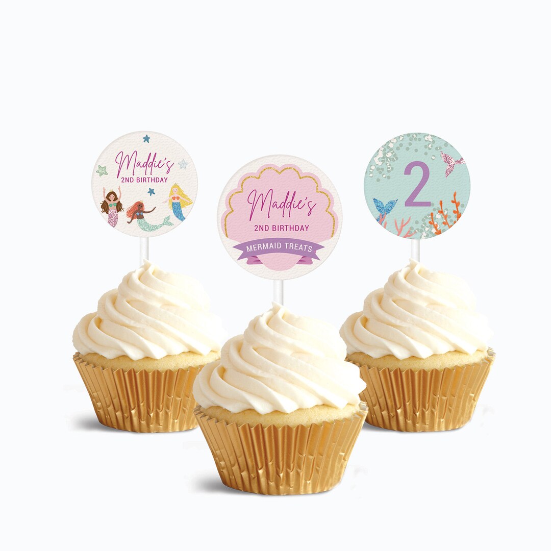 Editable Mermaid Friends Cupcake Toppers Printable | DIY Mermaid Labels ...