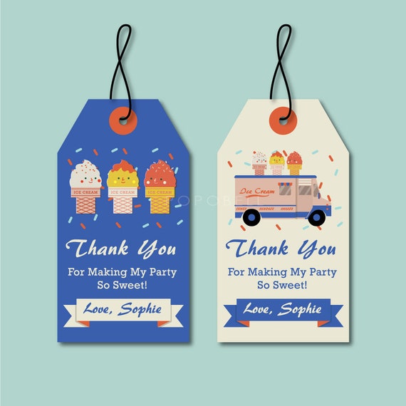Ice Cream Favor Tags Printable File. Ice Cream Birthday Gift | Etsy