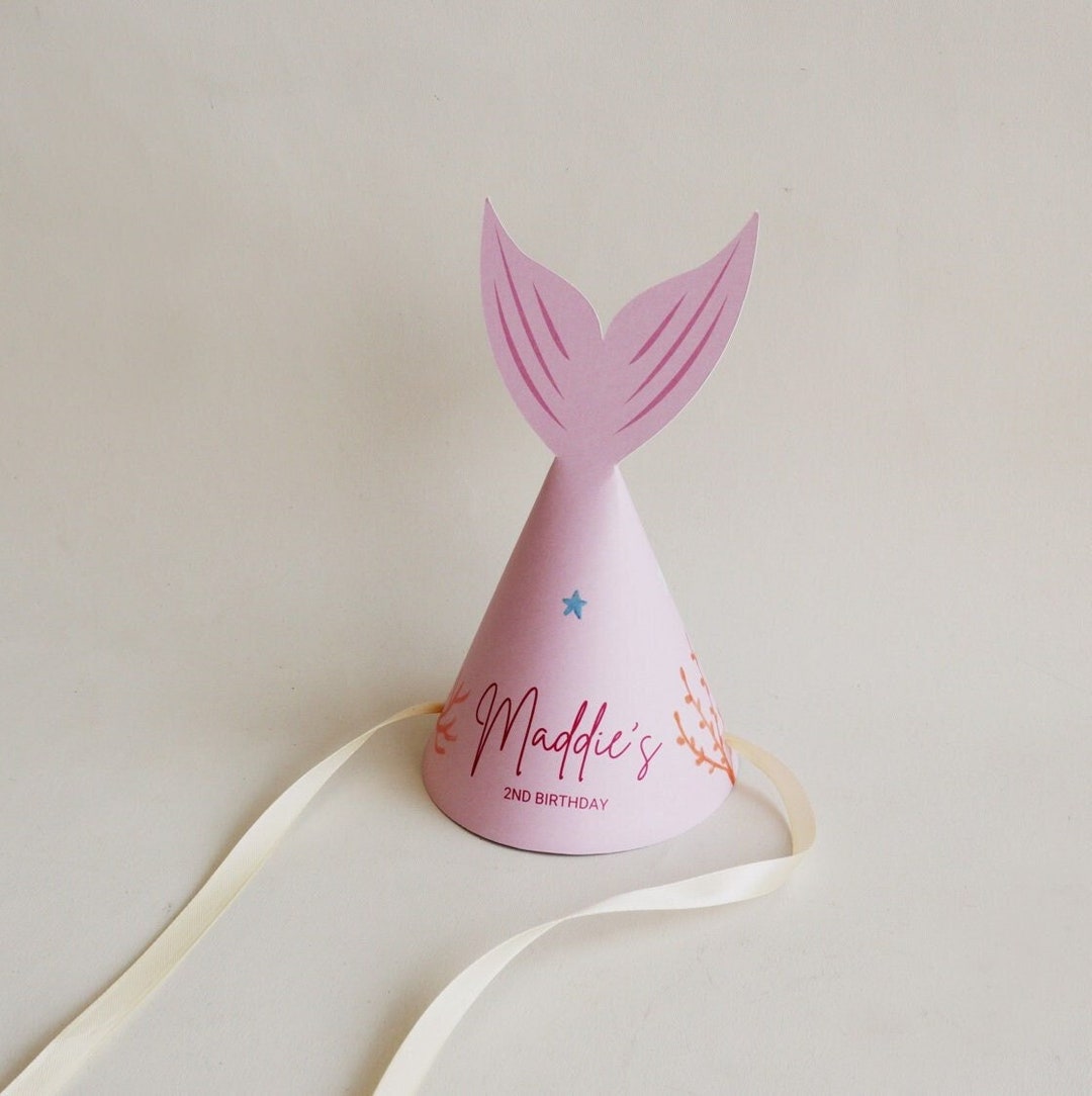 Editable Mermaid Party Hats | DIY Mermaid Hat | Custom Mermaid Tail Hat ...