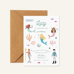 Editable Mermaid Invitation Bundle, Little Mermaid Friends Animated ...
