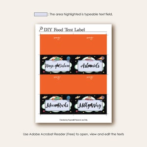 Outer Space Food Tent Labels Printable | 2 Styles | Galaxy Rocket UFO ...