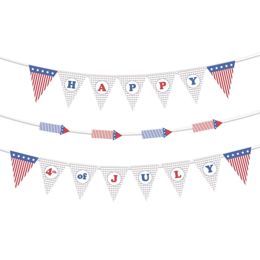 Happy 4th of July Pennant Banner Printable | Minimalist Chic DIY Party ...