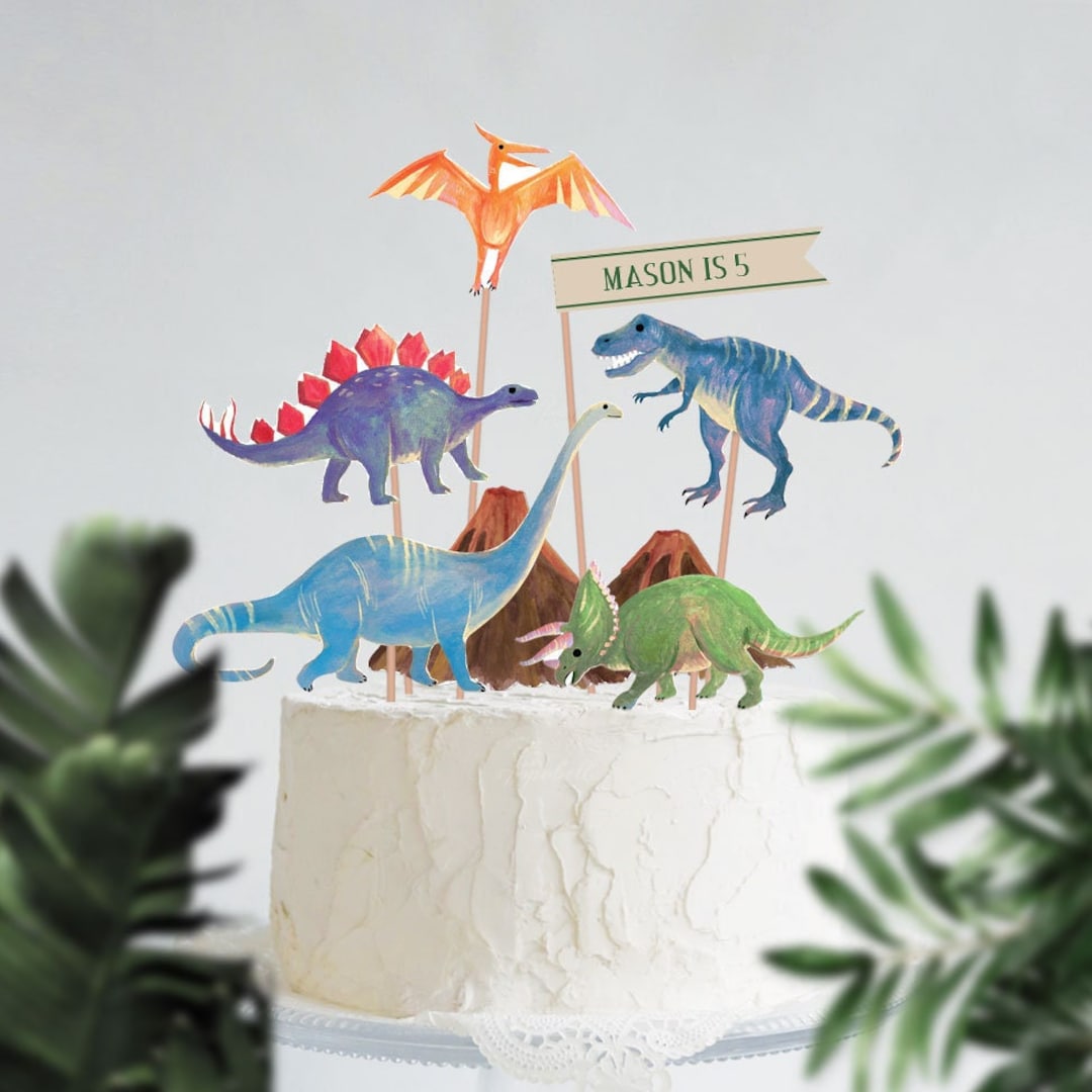 Dinosaurs Cake Topper Printable | DIY Personalized Kids Cake Topper ...
