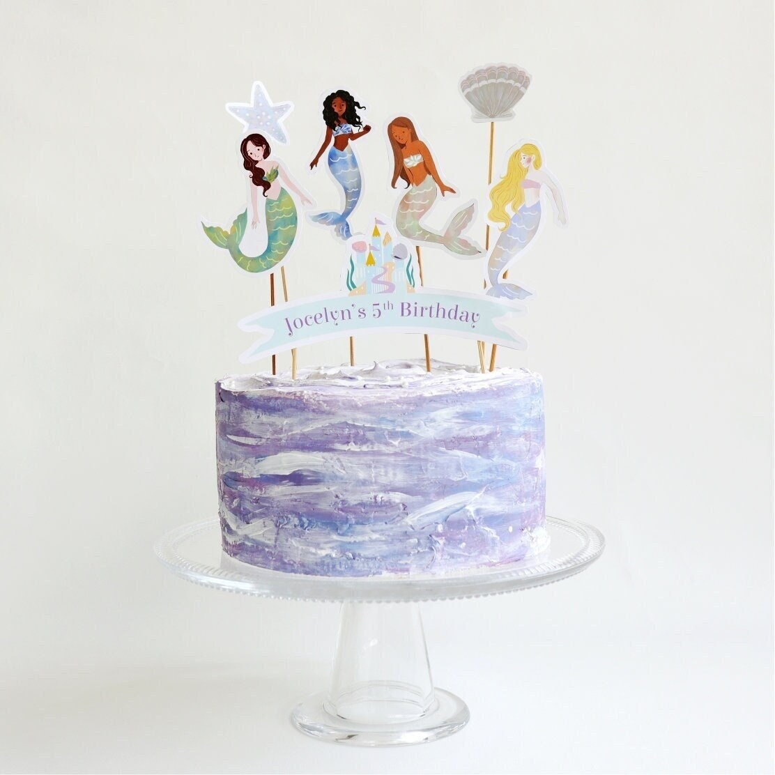 Mermaid Cake Topper Printable | Personalized Little Mermaid Cake ...