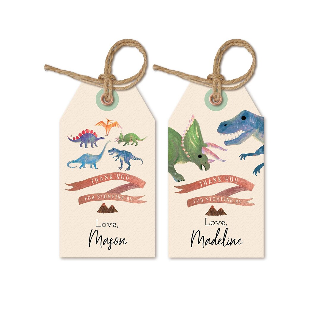 Dinosaurs Favor Tags Printable | 2 Designs | DIY Dinosaur Birthday Gift ...