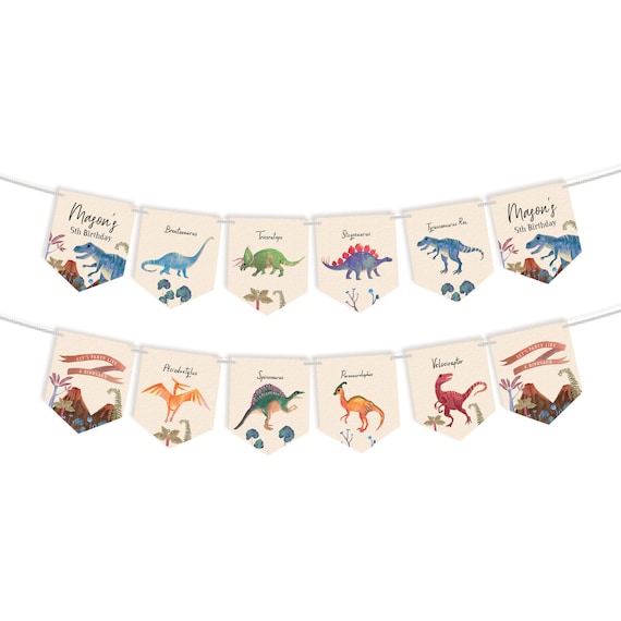 Dinosaurs Banner Printable | DIY Prehistoric Party Bunting | Mesozoic ...