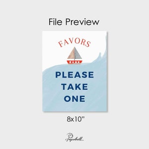 Editable Nautical Custom Sign Printable, Sail Boat Favor Sign, Ship ...