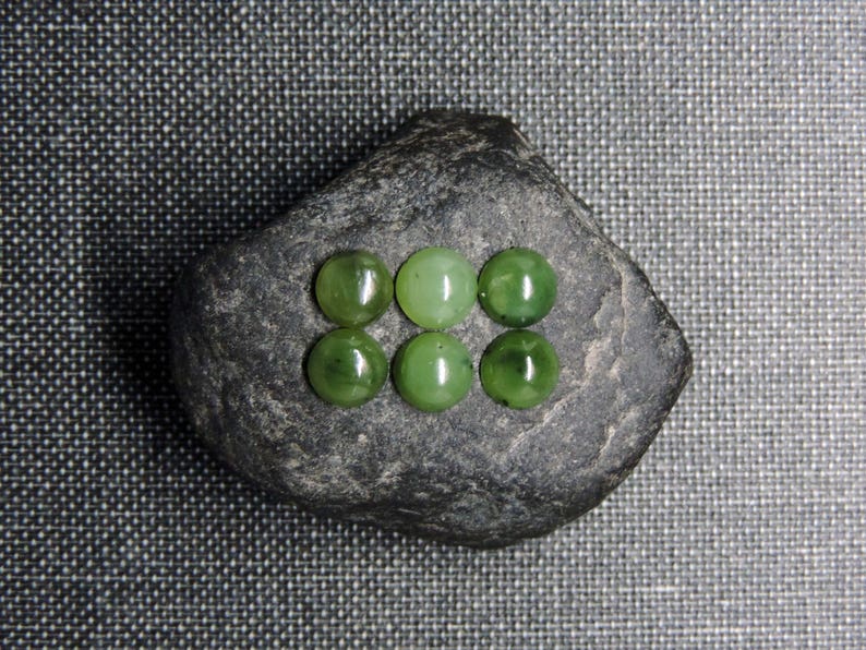 6mm Genuine Alaskan Jade Cabochon Unique Green Matrix | Etsy