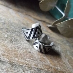 Conch Ear Cuffs Triangle Pattern | Single or Set | Etched & Antiqued Sterling Silver Huggie Ear ...