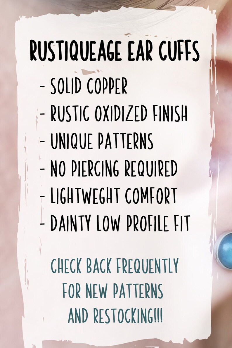 Rustic Wide Copper Ear Cuffs One of a Kind Unique Singles - Etsy