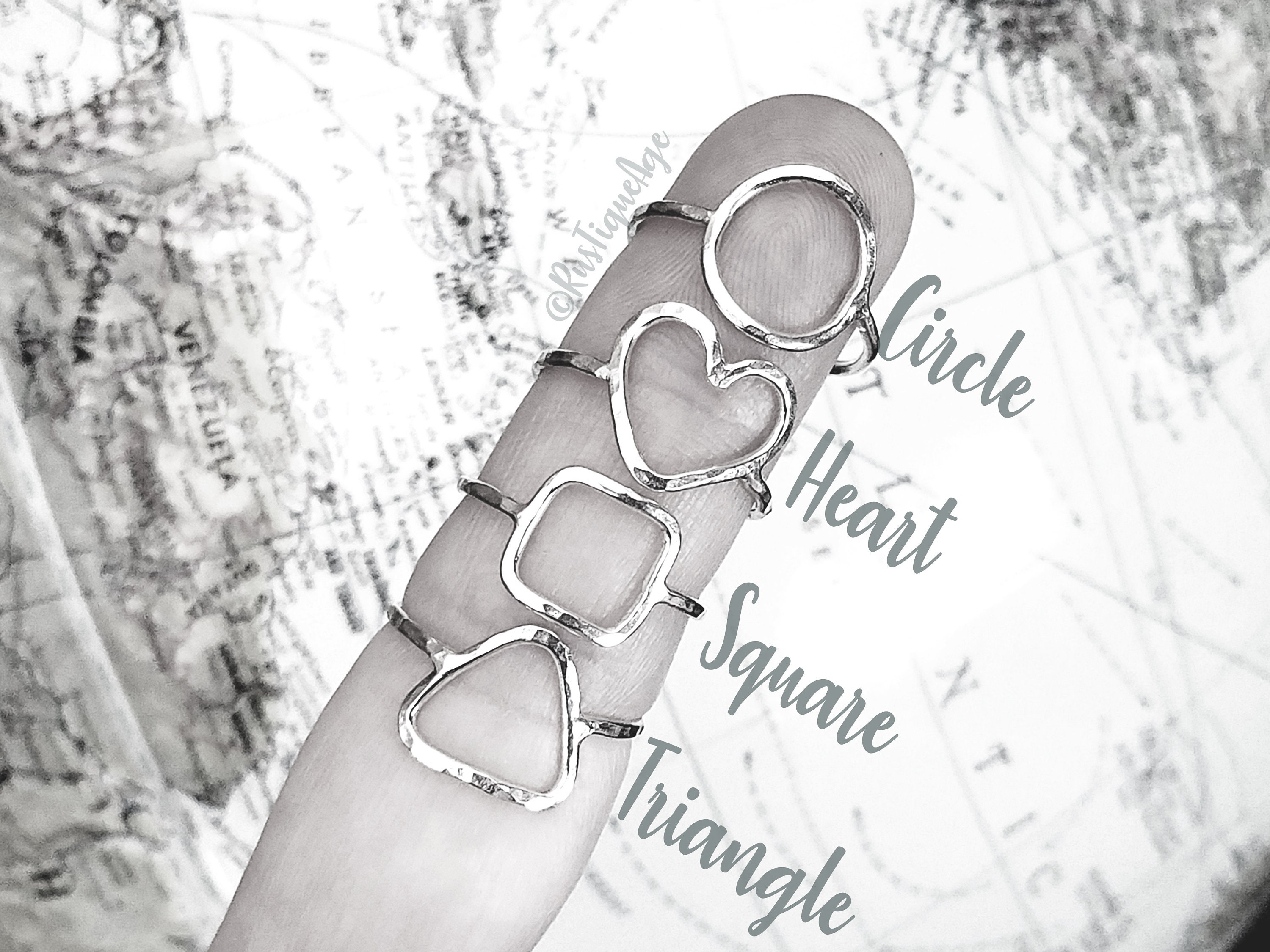 Geometric Shape Ring Sterling Silver Heart Circle Square | Etsy