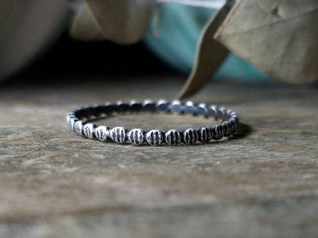 Ribbed Ball Stacking Ring, Sterling Silver, Stack Layering Ring Ribb-it ...