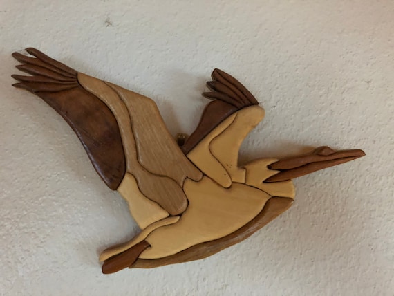 Flying Pelican Intarsia | Etsy