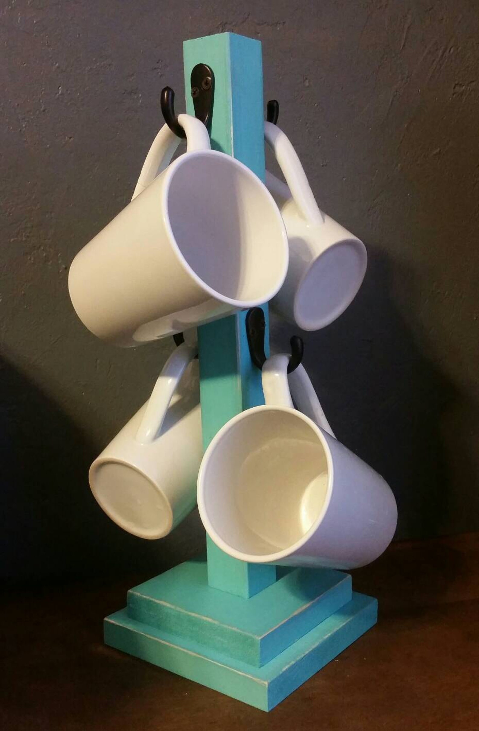 Teal Coffee Mug Tree, Mug Organizer, Coffee Bar Decor - Etsy