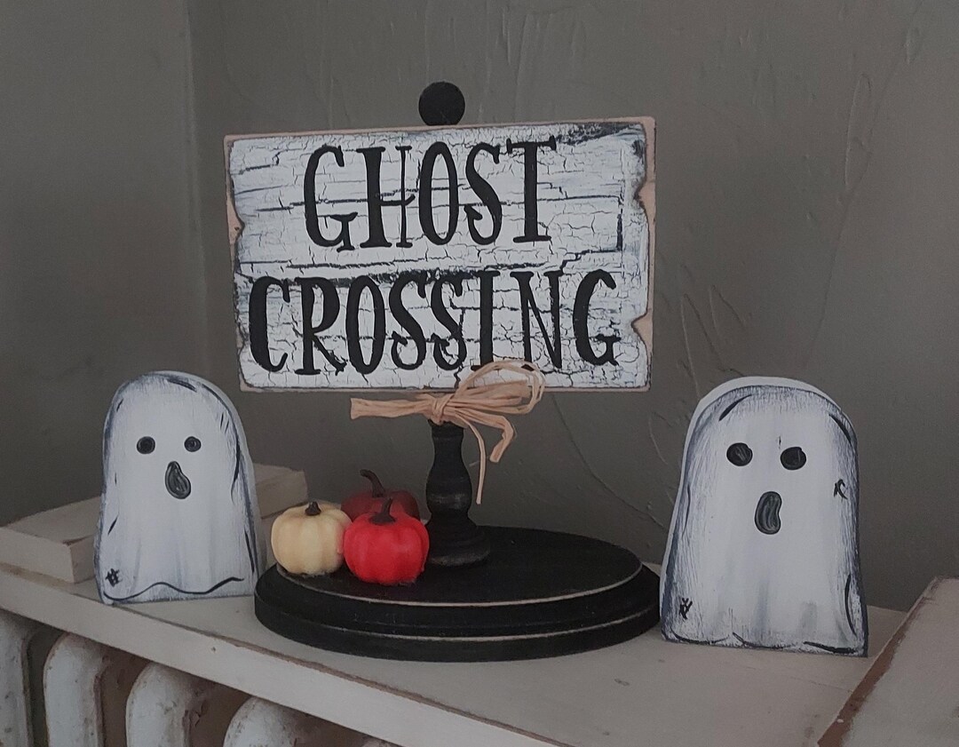Ghost Crossing Shelf Sitter Set, Halloween Decor - Etsy