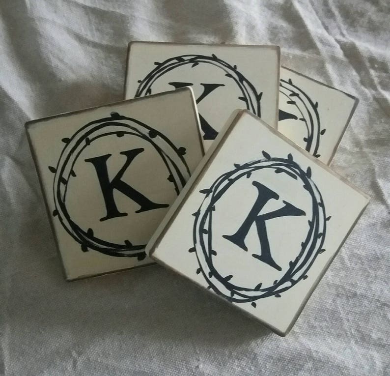 Monogram Coasters That Monogrammed Coasters Hand-painted - Etsy