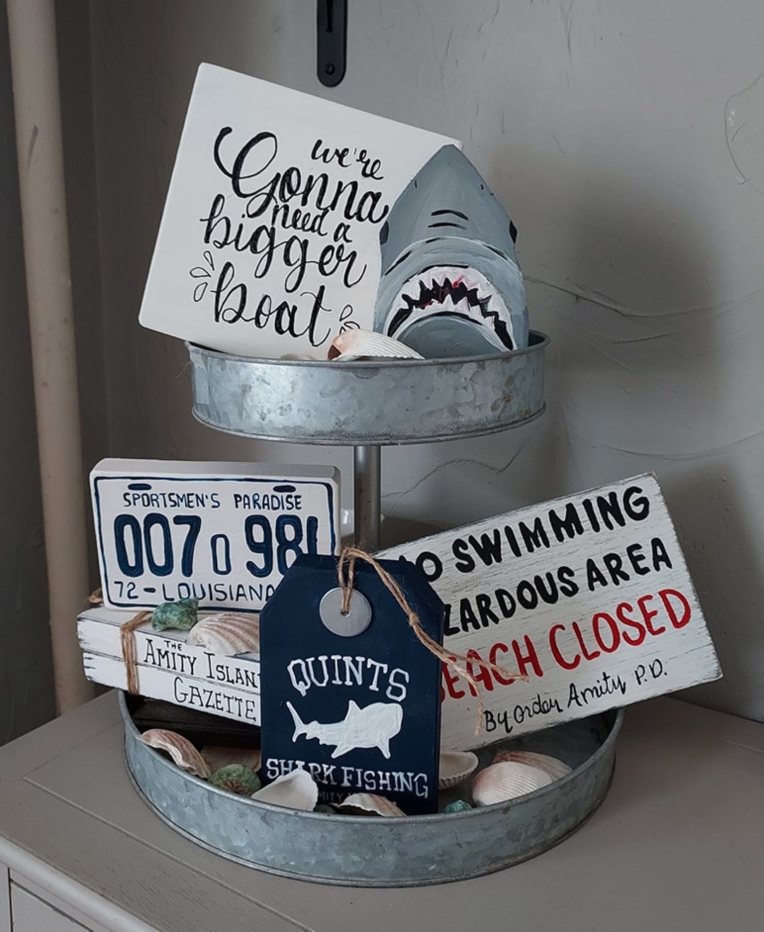 Hand-cut Jaws Tiered Tray Set, Shark Decor - Etsy