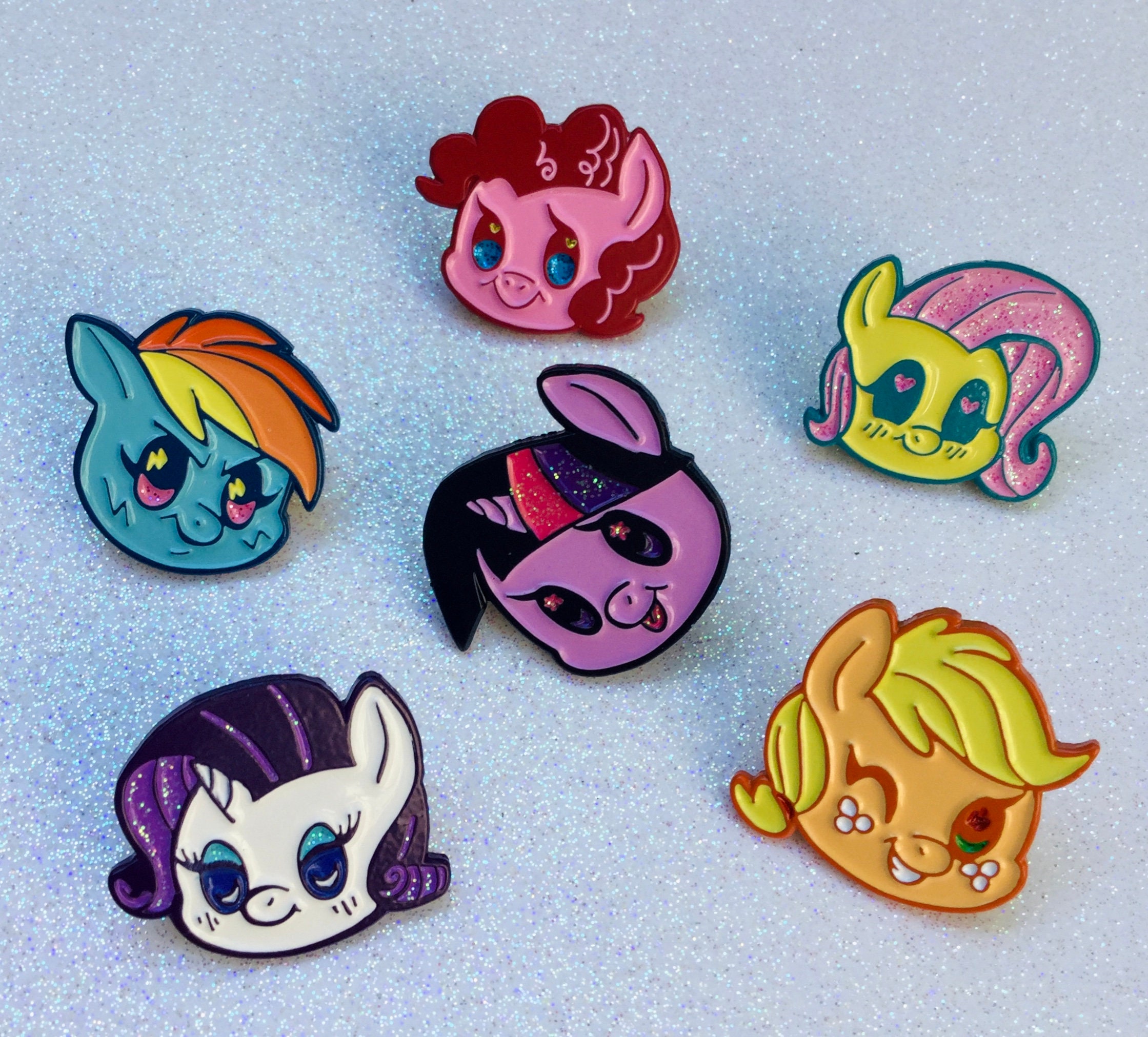 My Little Pony Set of 6 Mini Enamel Pins | Etsy