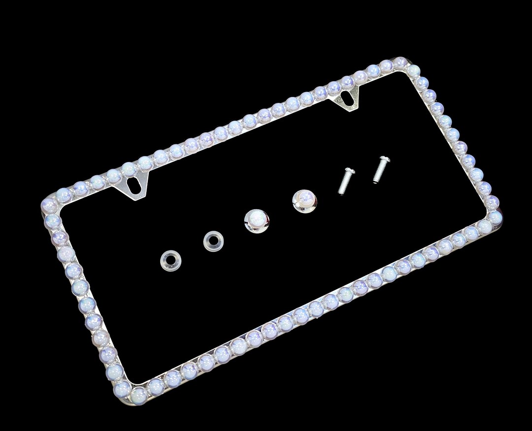 Handmade Bling White AB Pearl License Plate Frame: Gem Diamond Cover - Etsy