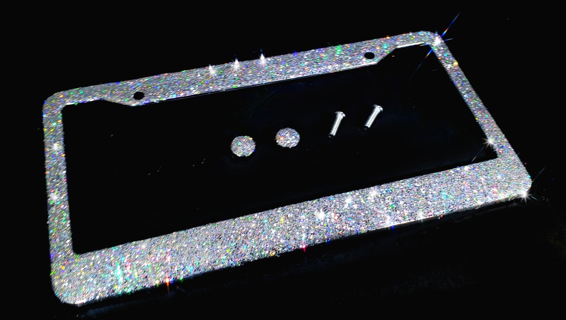 Dazzling Bling License Plate Frame Silver Big Glitter Clear - Etsy