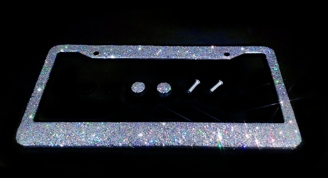 Dazzling Bling License Plate Frame Silver Big Glitter Clear - Etsy