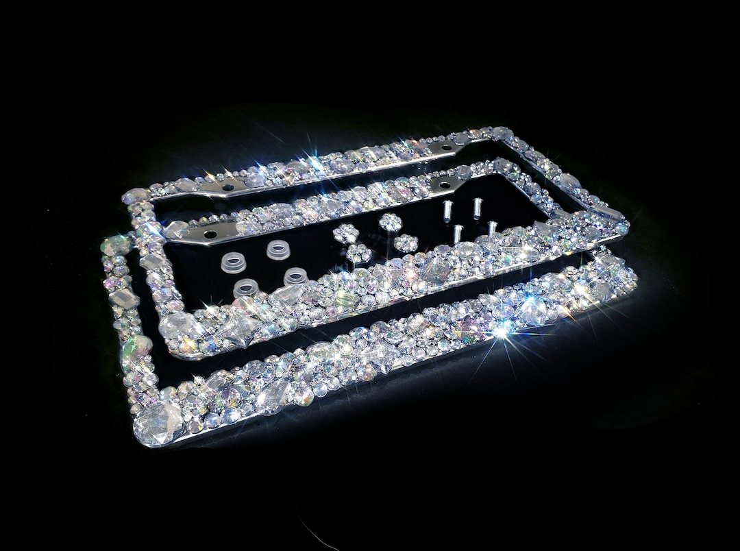 3D Bling License Plate Frames: AB Clear Rhinestone Crystal, Handmade ...