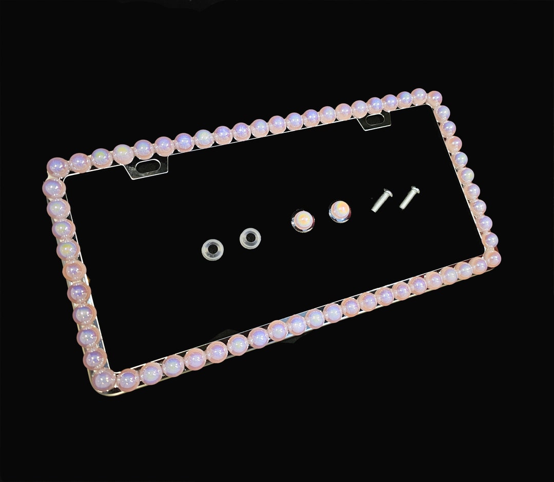 Handmade Bling License Plate Frame: 3D Light Pink Pearls, Gem Diamonds ...