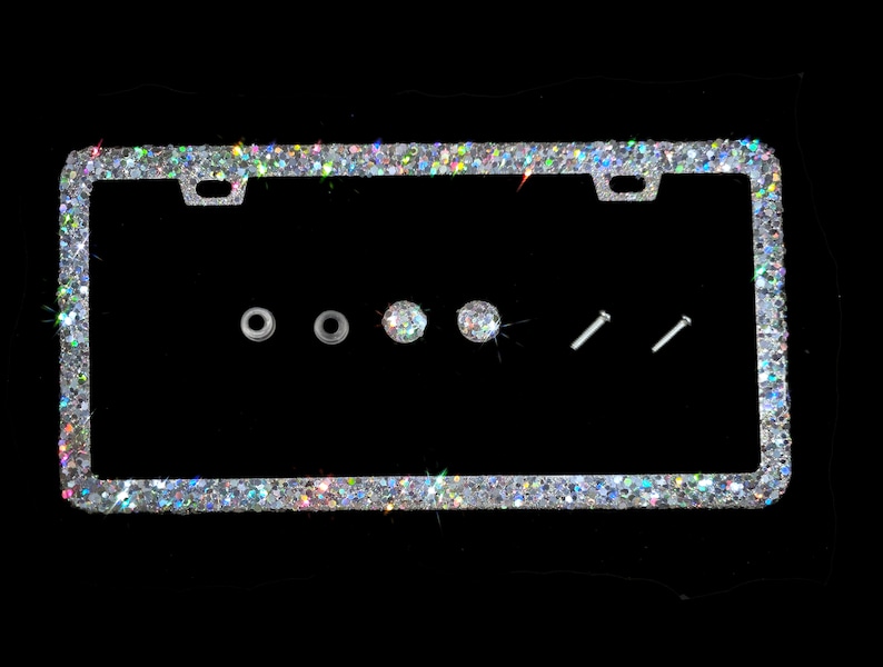 Handmade Glitter License Plate Frames: Silver Bling, Set of 2 - Etsy
