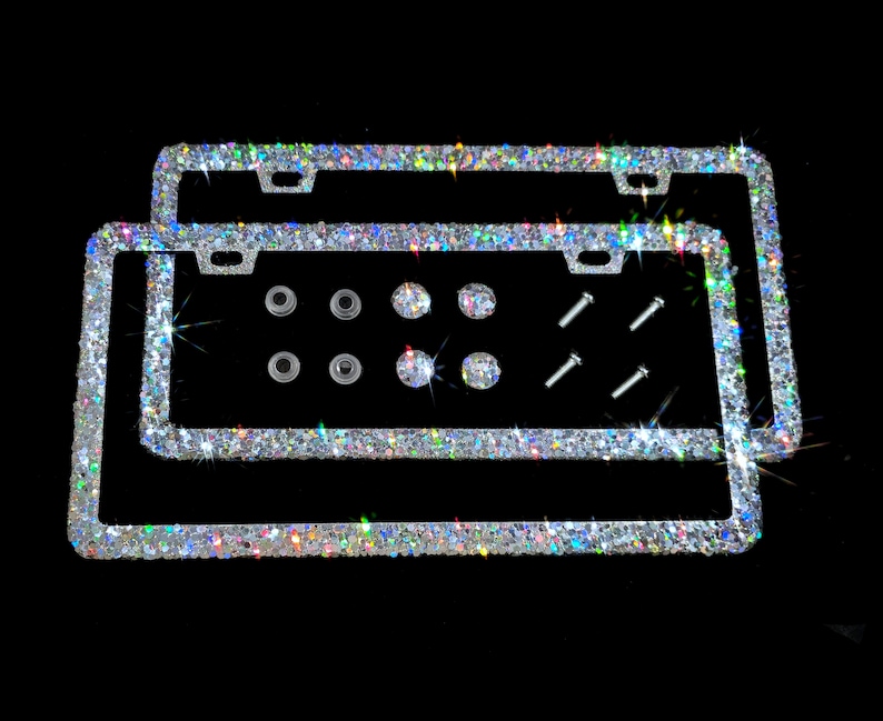 Handmade Glitter License Plate Frames: Silver Bling, Set of 2 - Etsy
