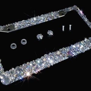 3D Bling License Plate Frame AB Clear Crystals Handmade in America ...