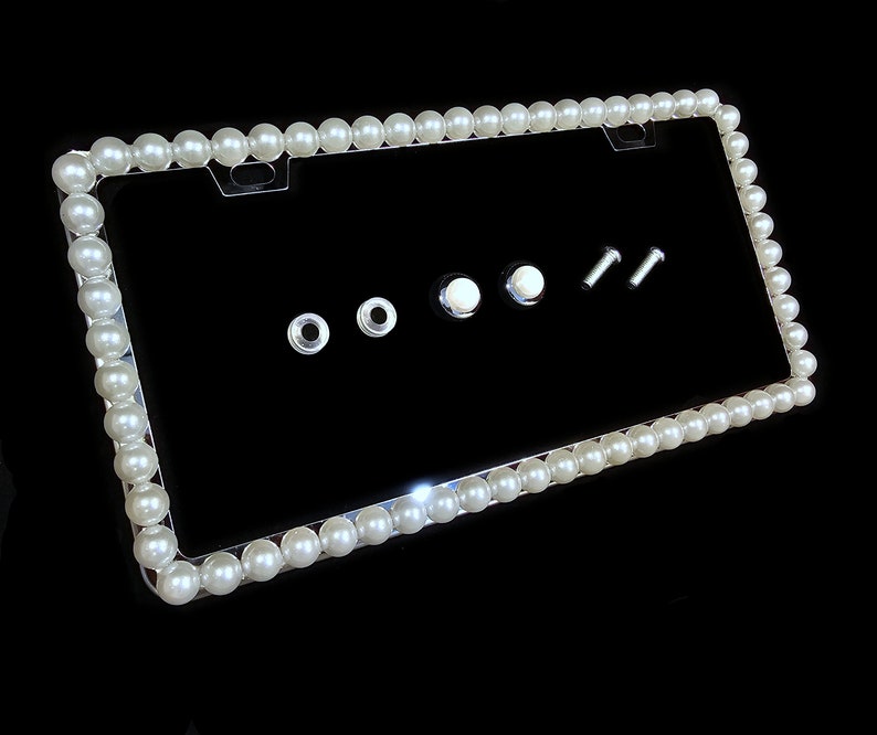 Handmade Bling Pearl License Plate Frame: White Gem Diamonds - Etsy